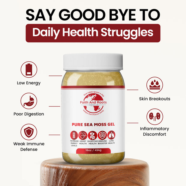 Pure Sea Moss Gel 16oz - Wildcrafted & Unflavored | Faith And Roots